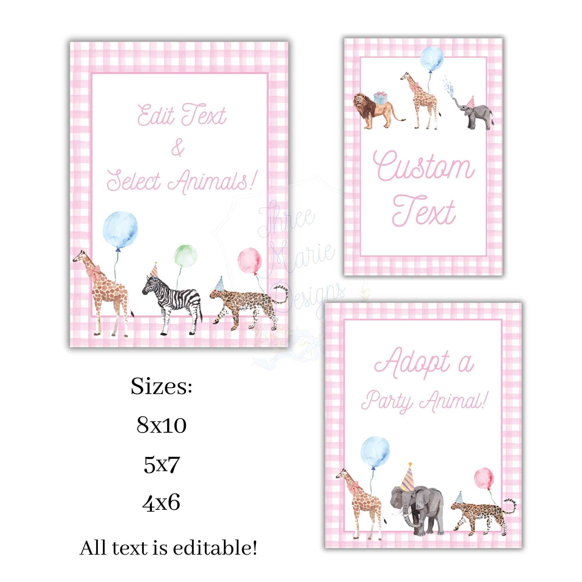 Pink Party Animals Editable Signage | Party Animal Food Signs | Don't ...