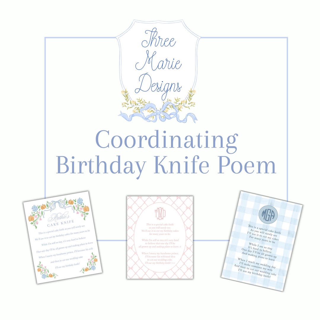 Custom Birthday Cake Knife Poem Printable Digital File | Coordinate ...