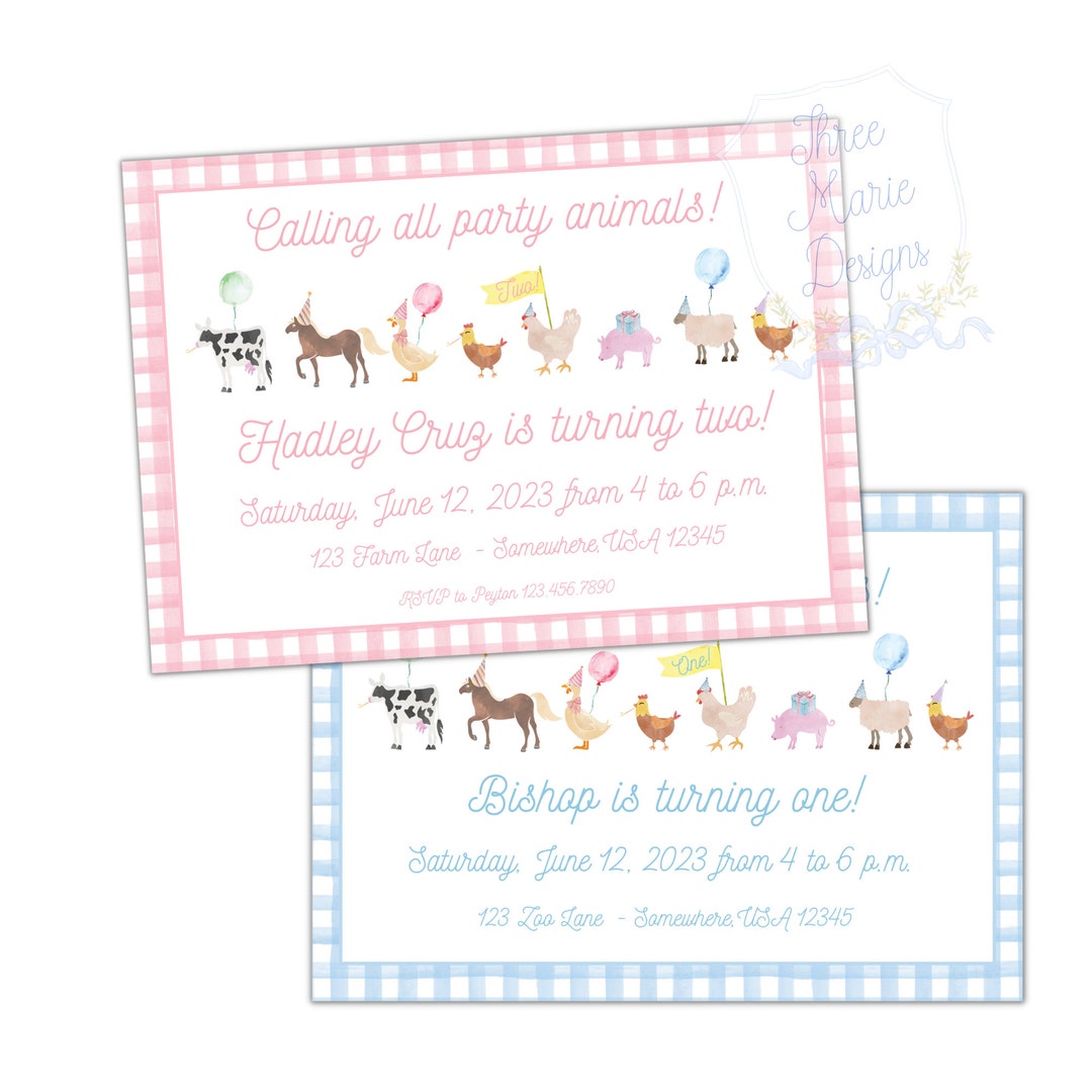 Party Animals Farm Animals Birthday Invitation | Farm Animals Party ...