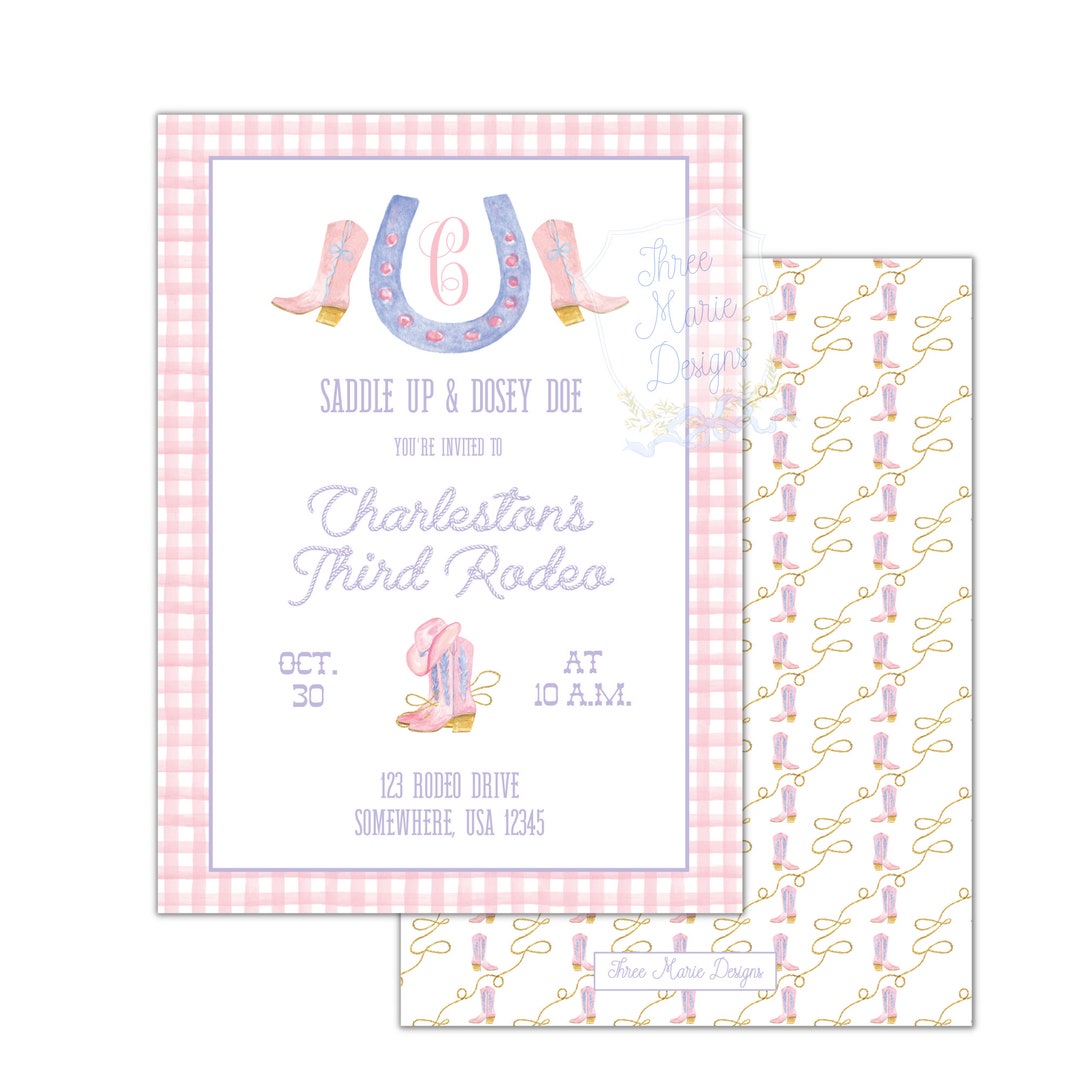 Pink Rodeo Birthday Invite | First Rodeo Invite | Second Rodeo Birthday ...