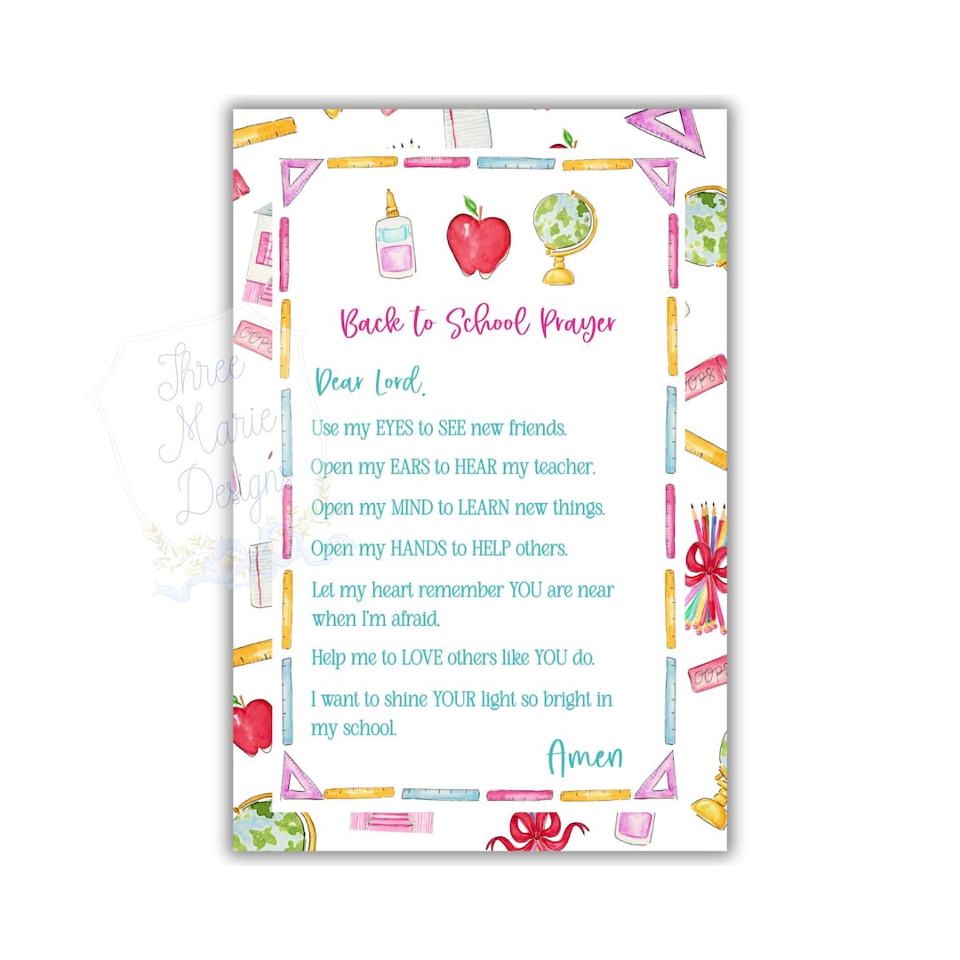 Back to School Prayer Printable | Editable School Prayer Download ...