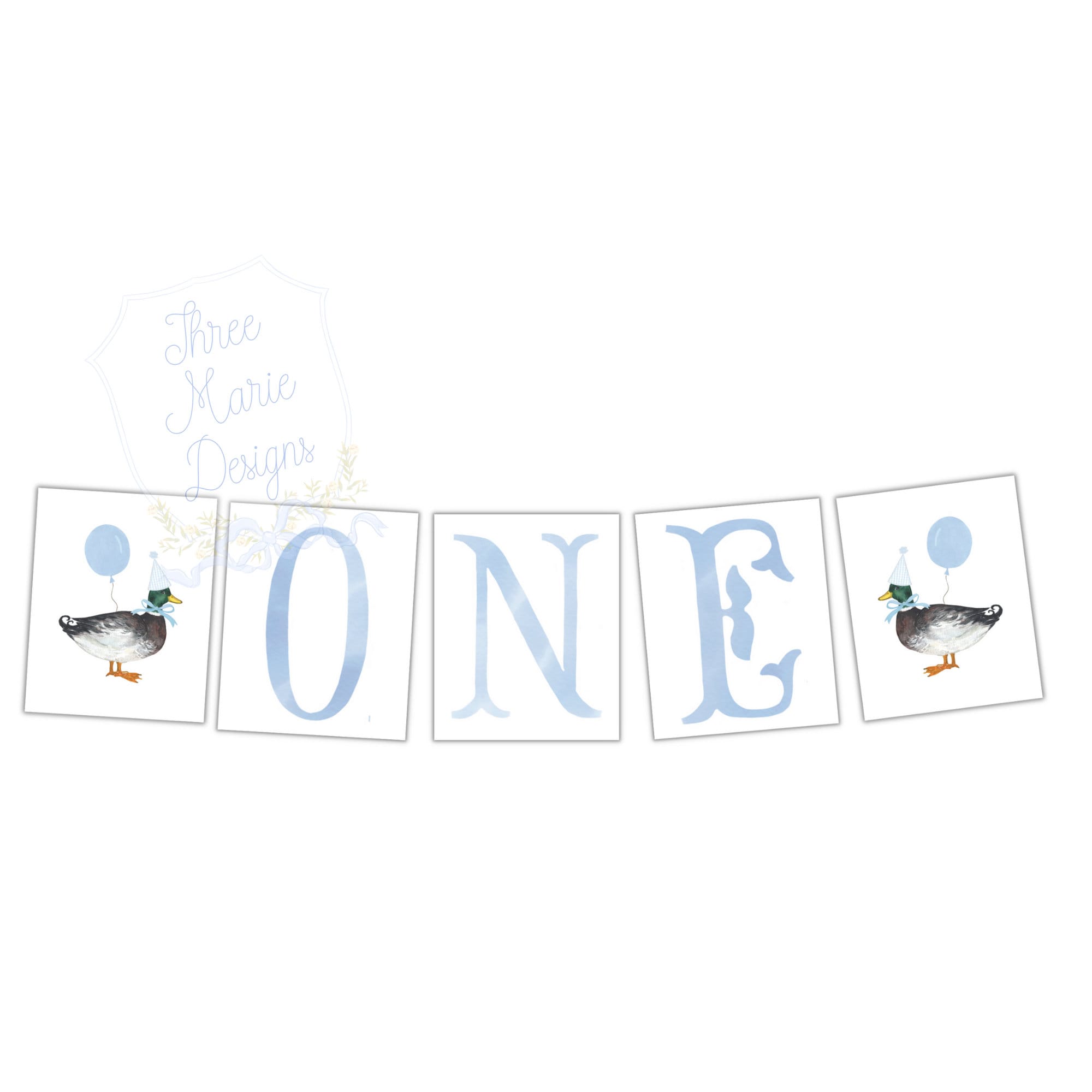 Mallard High Chair Banner Printable One Lucky Duck Party Decor Mallard ...