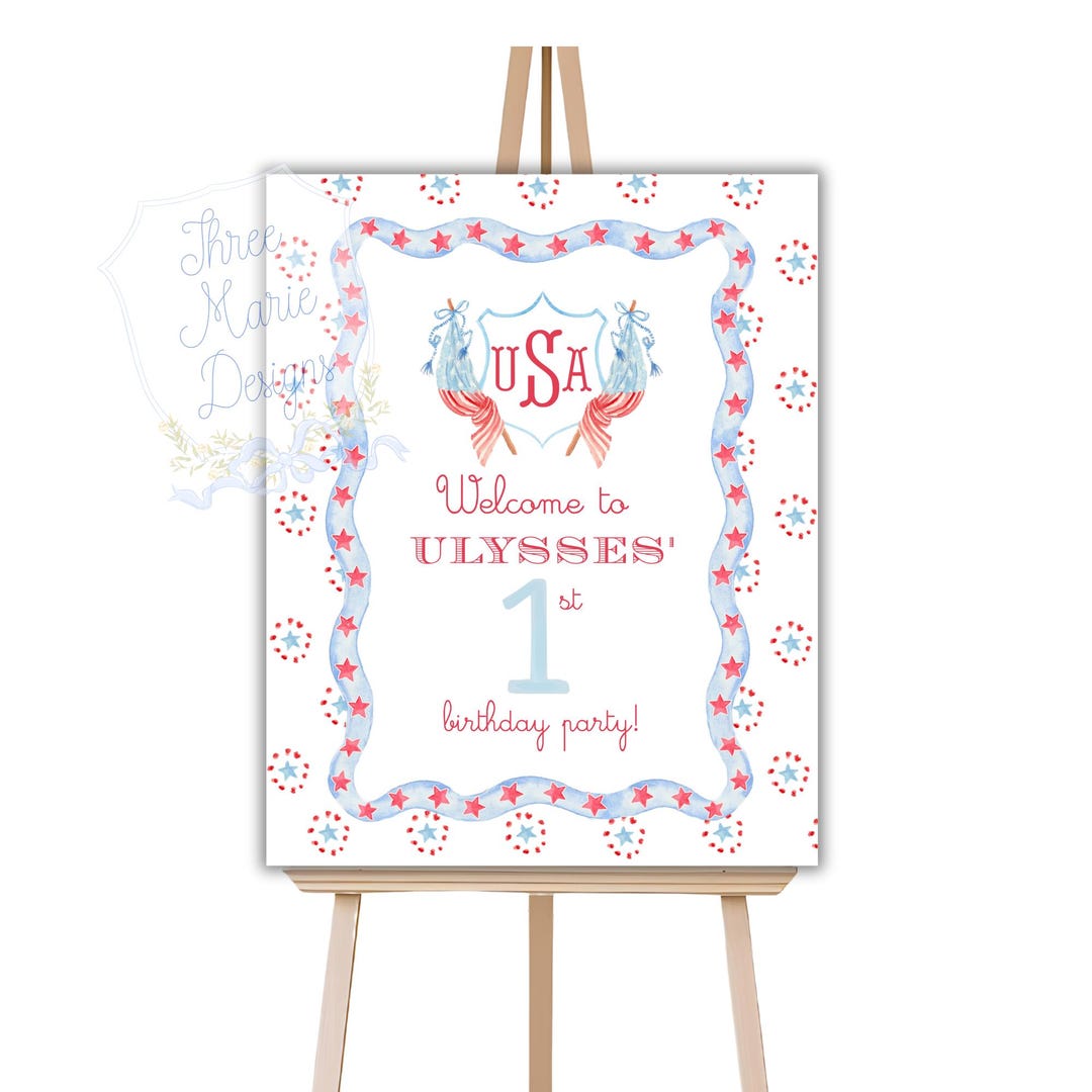 All American Boy Patriotic Welcome Sign | Red White & Two Welcome ...