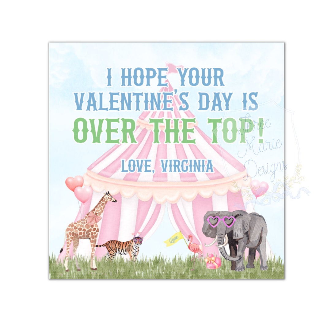 Circus Valentine Tag | Over the Top Valentine Card | Self-editable ...