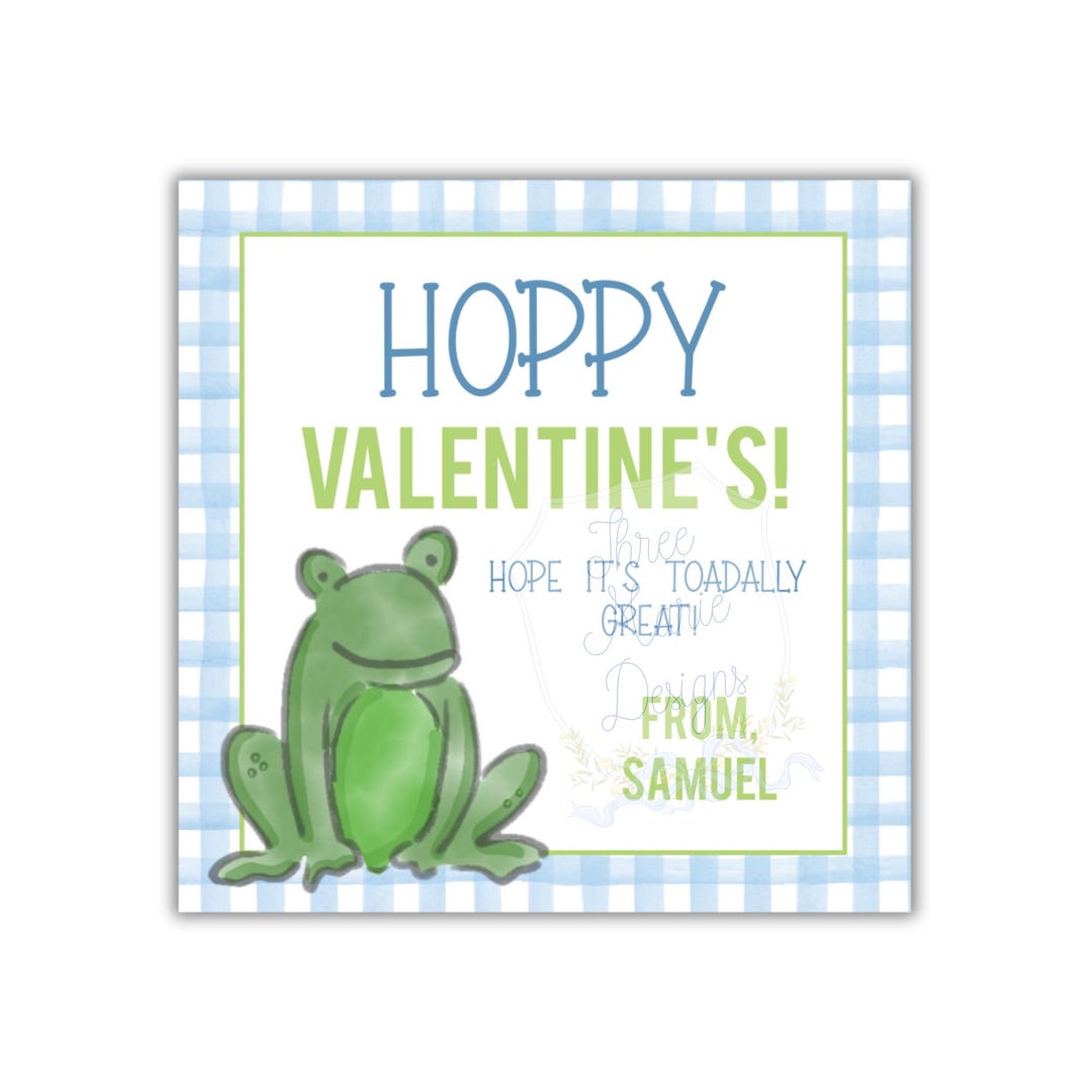 Hoppy Valentine Frog Tag | 3x3 DIY Valentine Digital Download Printable ...