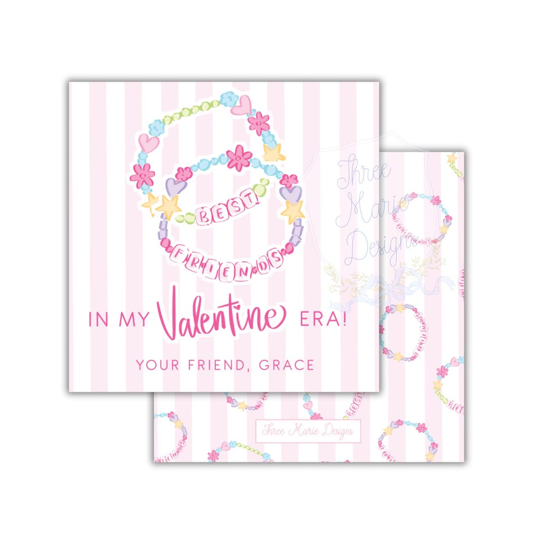 In My Valentine Era Friendship Bracelet Valentine Tag | Beaded Bracelet ...