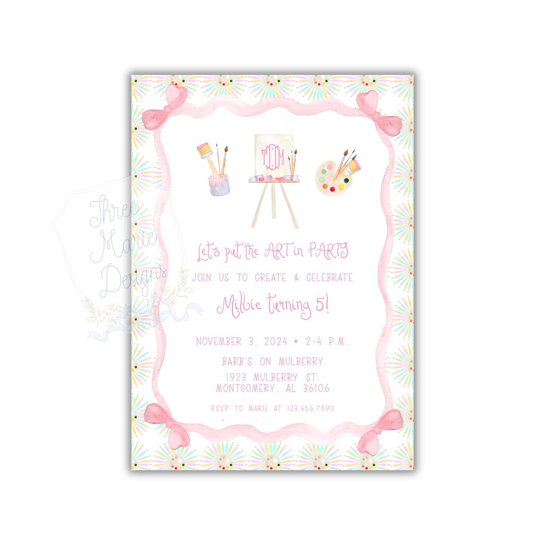 Art Party Birthday Invite | Editable | Arts and Crafts Invite | Art ...