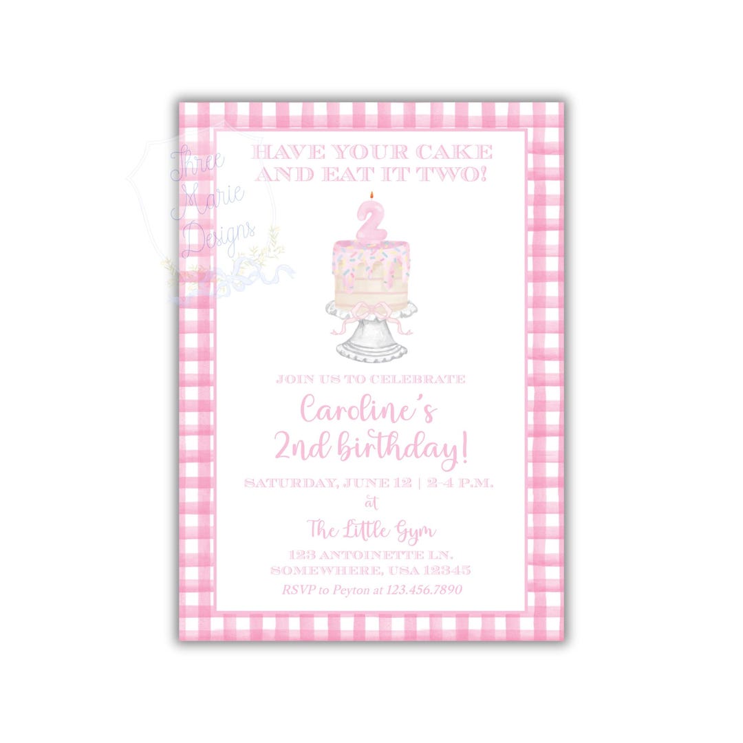 Have Your Cake and Eat It TWO Invitation | Self-editable | Simple Cake ...