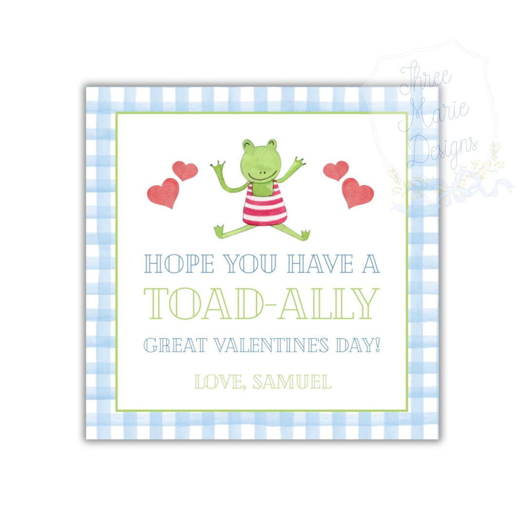 Frog Toad Valentine Tag | 3x3 DIY Valentine Digital Download Printable ...