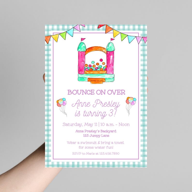 Bounce House Birthday Party Invite | Bounce on Over Invite | Bounce ...