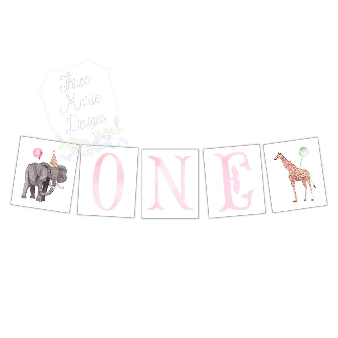 Party Animals High Chair Banner, Pink Party Animals Decor, Wild ONE ...