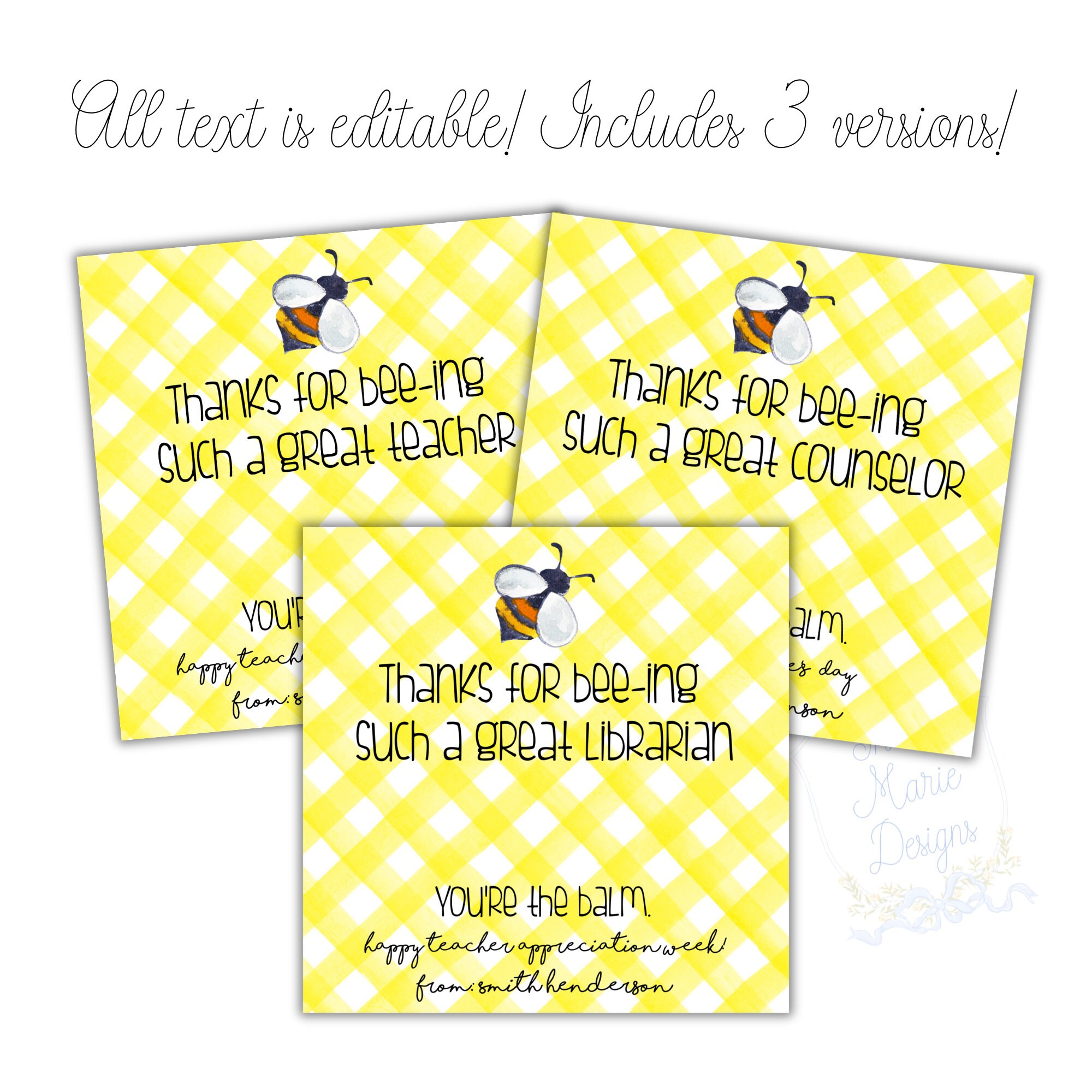 Bee Teacher Appreciation Gift Tag | Librarian Gift | School Counselor ...