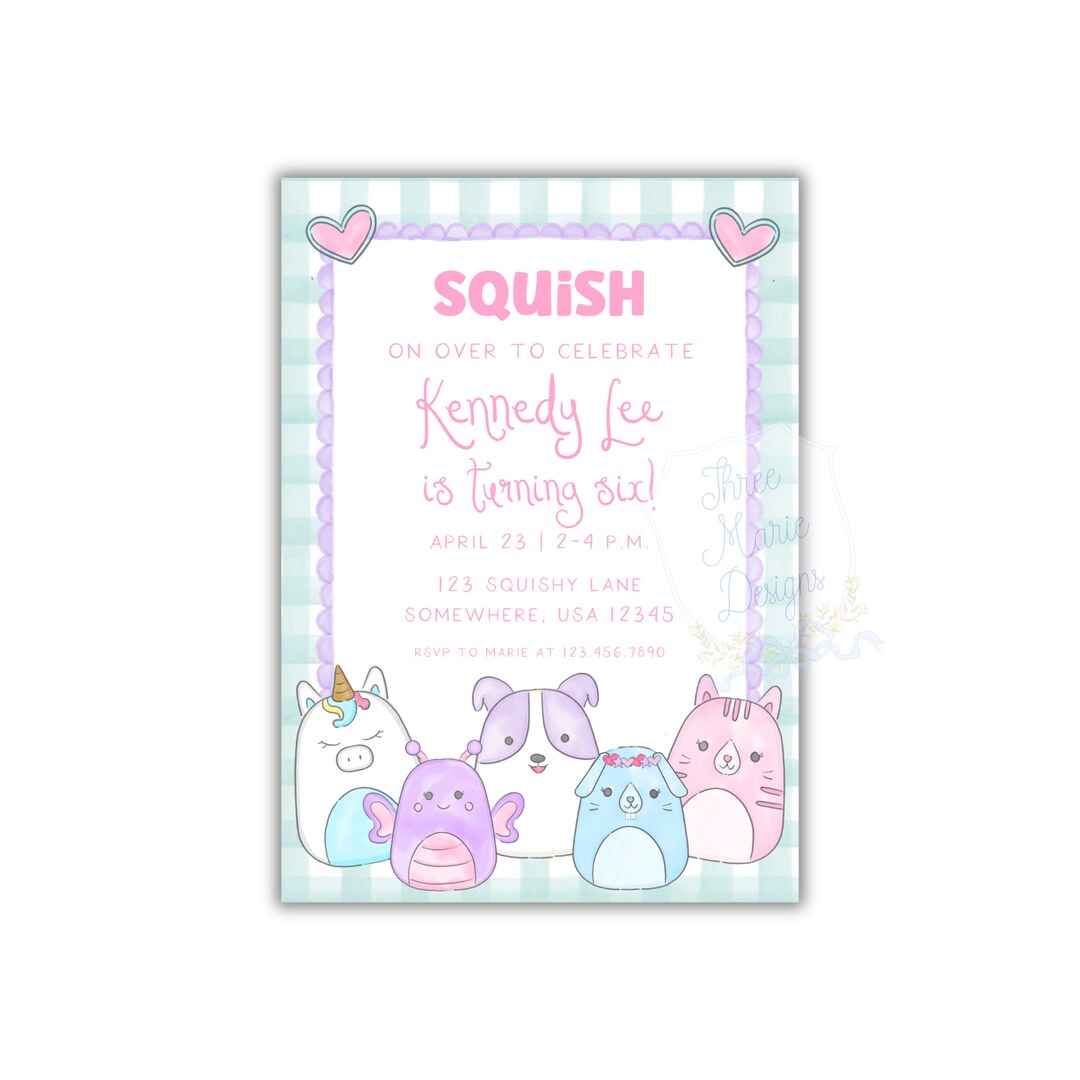 Editable Squishie Birthday Invitation | Squish on Over Birthday Invite ...