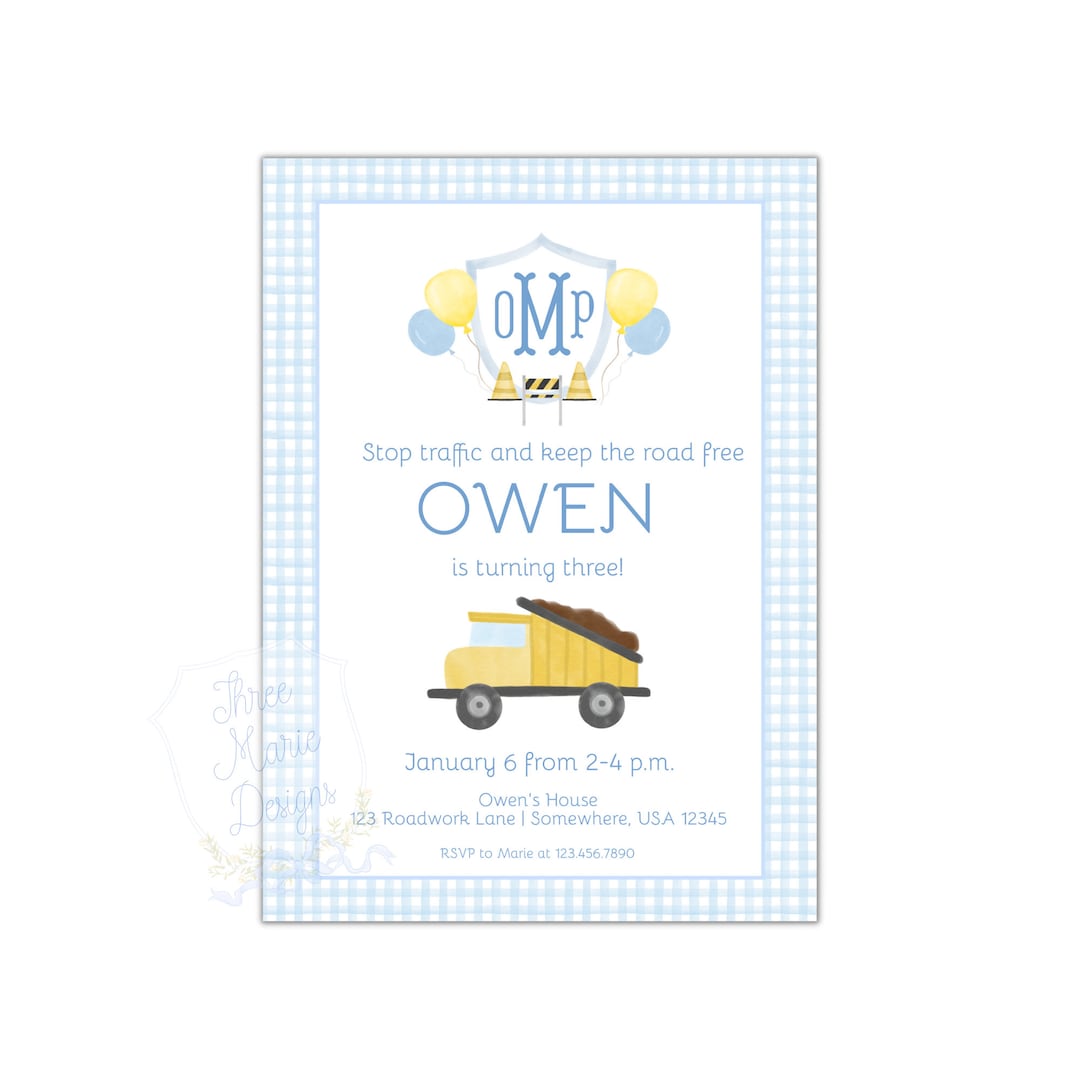 Construction Invite | Self-editable | Blue Construction Invitation ...