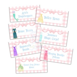 Princess Place Card Food Tent Labels | Self-edit Digital Download ...