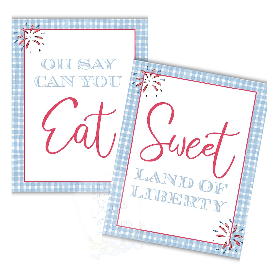Patriotic Party Food Table Signage | 8x10 Editable Patriotic Sign | Red ...