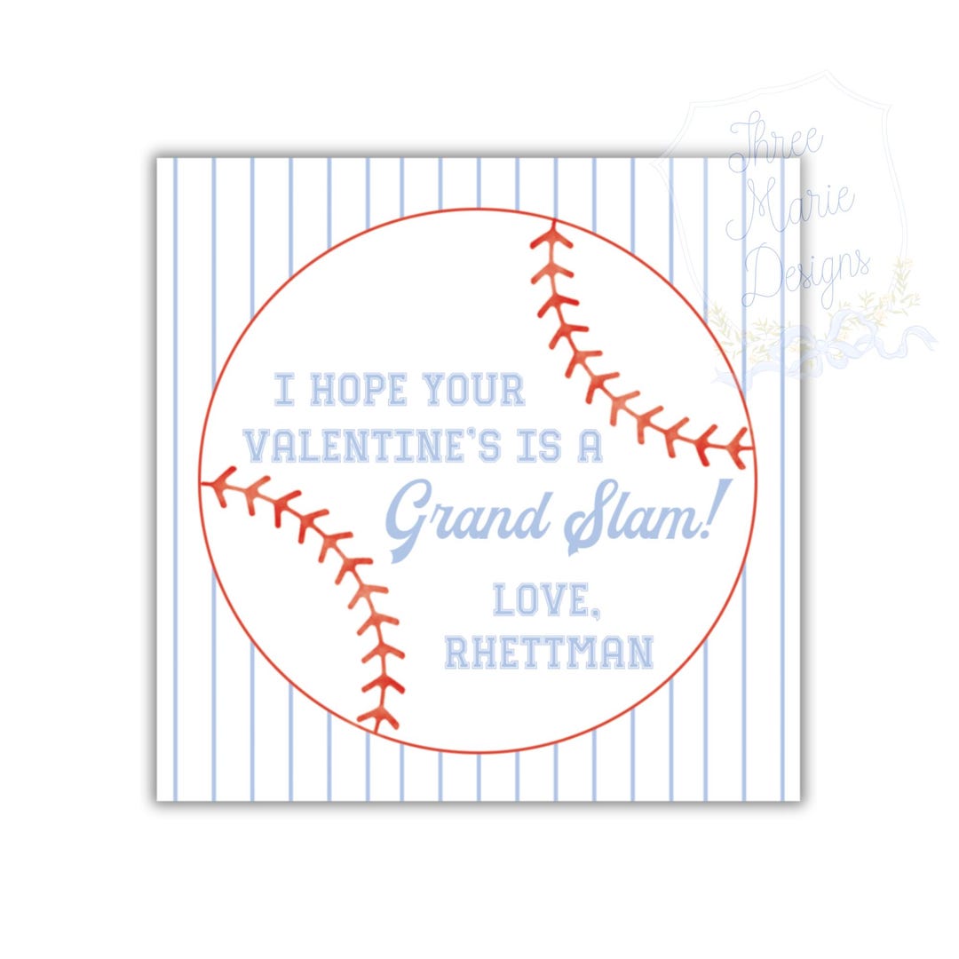 Baseball Valentine Tag Grand Slam Baseballvalentine Sports Valentine ...