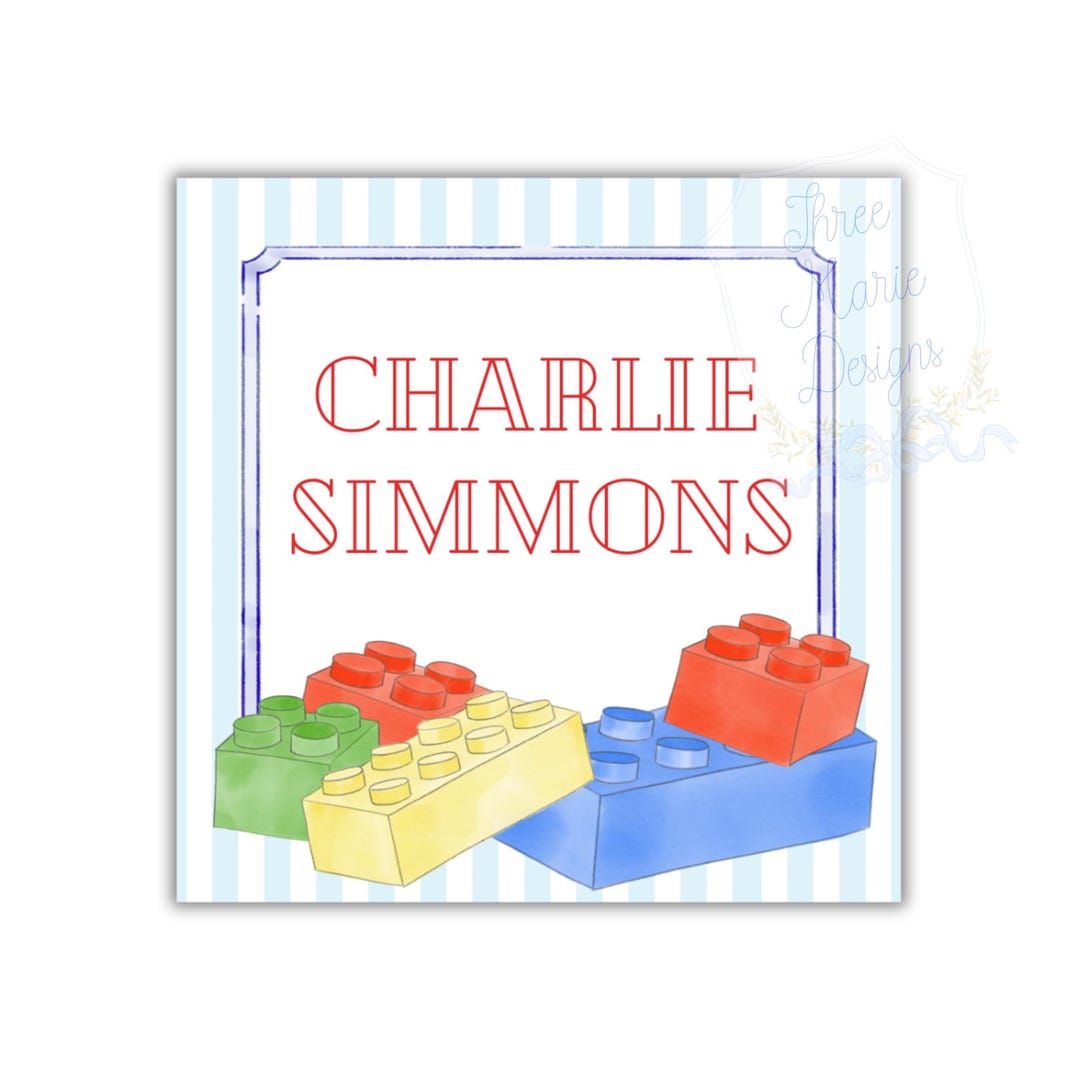 Printable Boys Brick Gift Tag | Brick Favor Tag | Enclosure Card | Boys ...