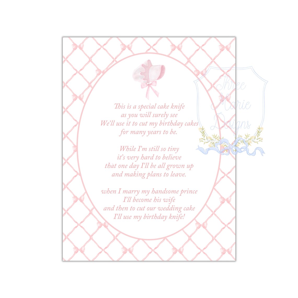 Birthday Cake Knife Poem Instant Download Printable Cake - Etsy