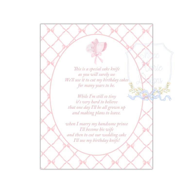 Birthday Cake Knife Poem Instant Download Printable Cake - Etsy