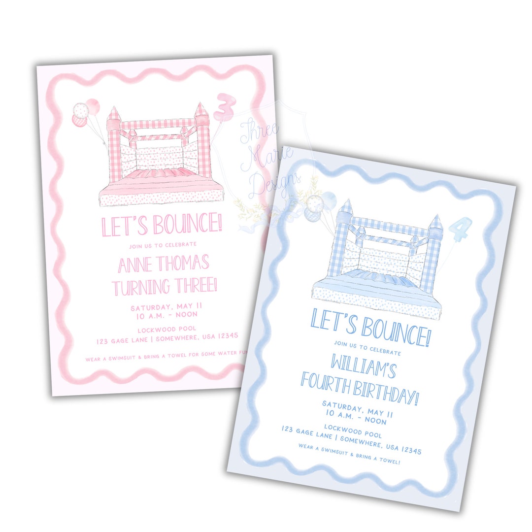 Bounce House Birthday Party Invite | Let's Bounce Invite | Waterslide ...