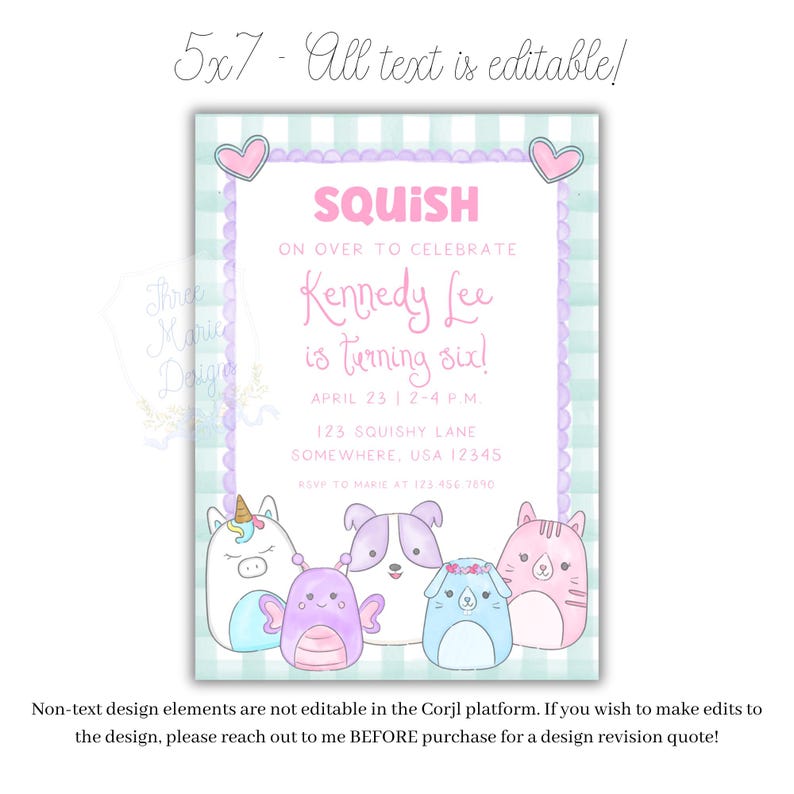 Editable Squishie Birthday Invitation | Squish on Over Birthday Invite ...