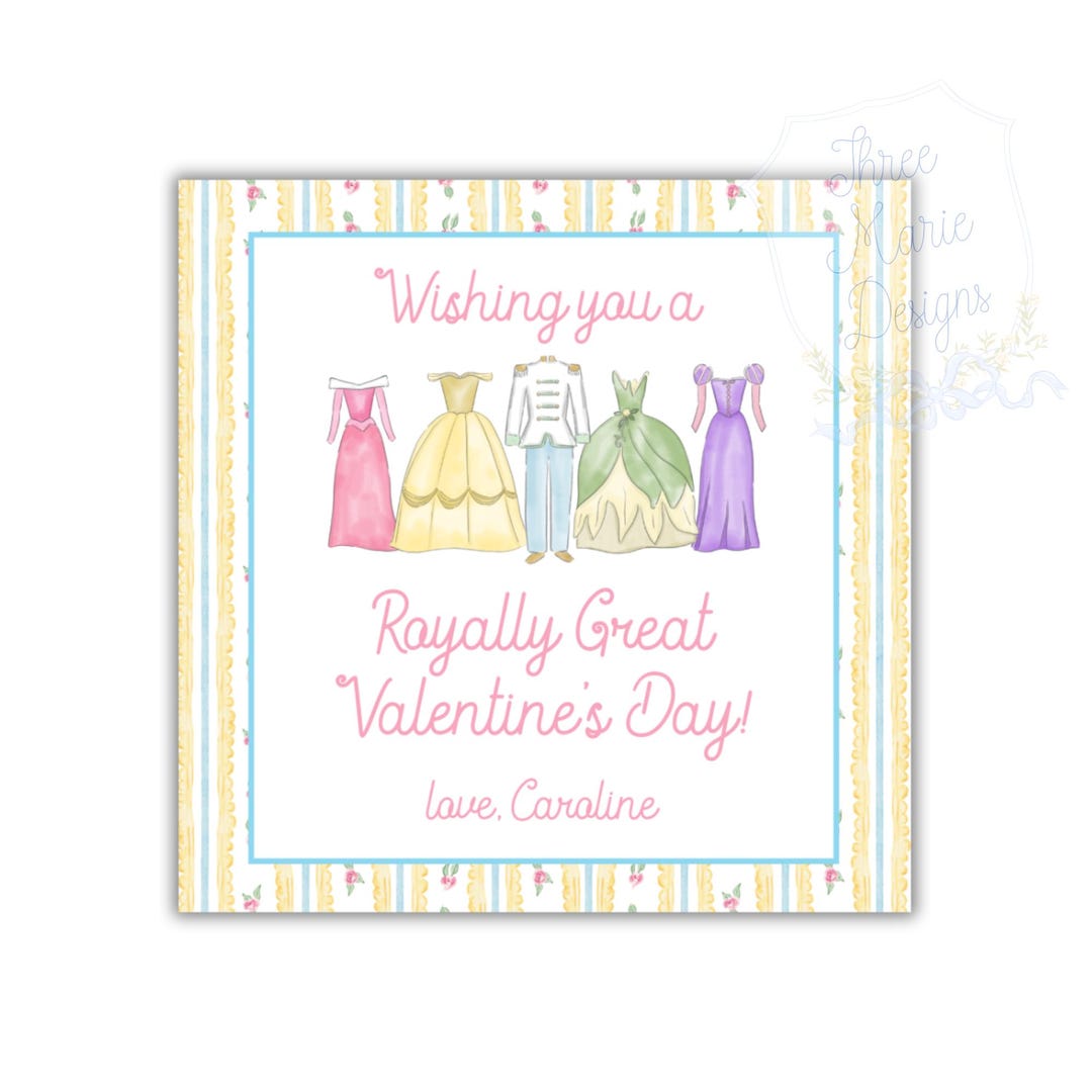 Princess and Prince Valentine Printable 3x3 Editable Valentine DIY ...