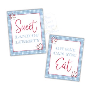 Printable Patriotic Party Food Table Signage Red White and Two Food ...