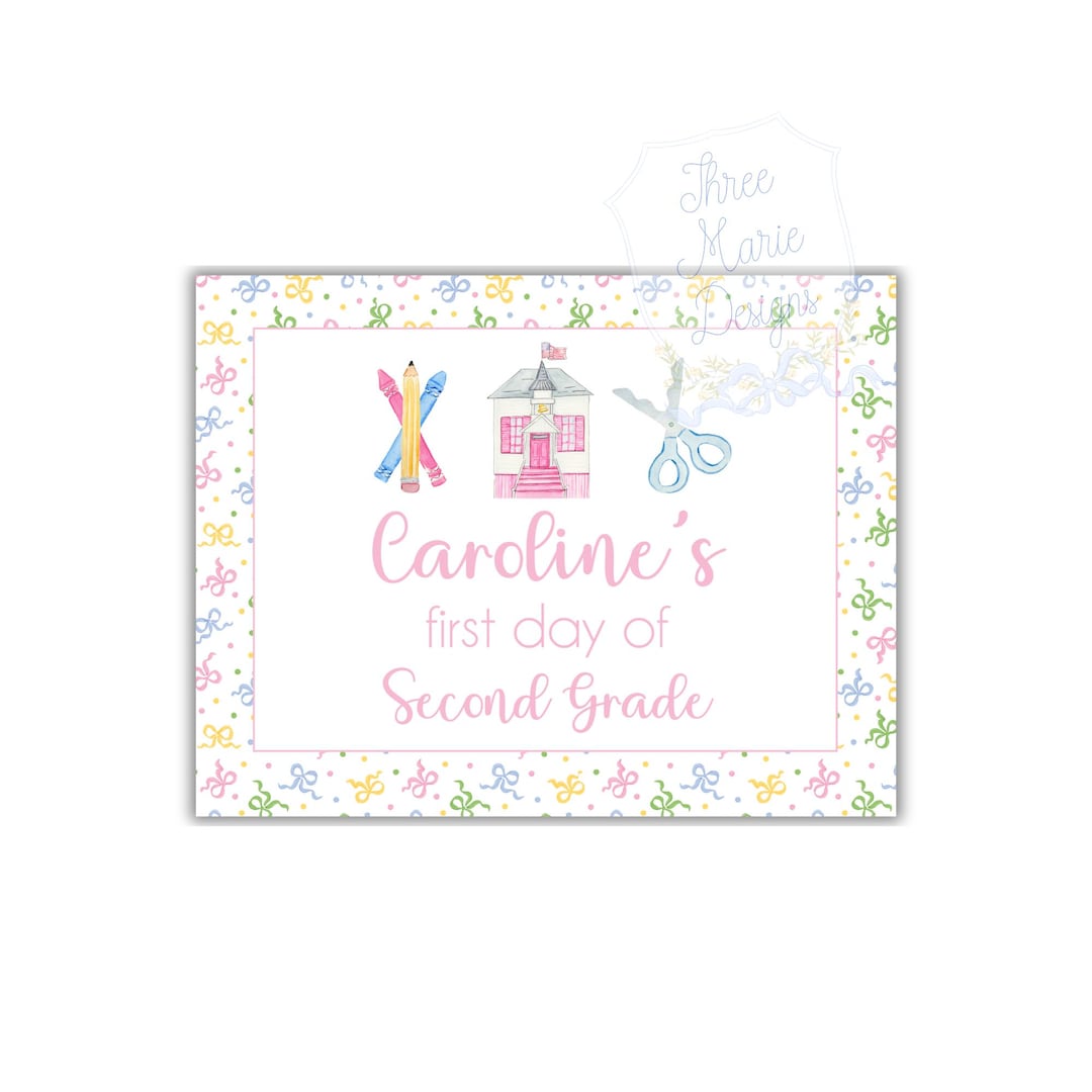 Girly Bow First Day of School Printable Sign | Pastel Pink Back to ...