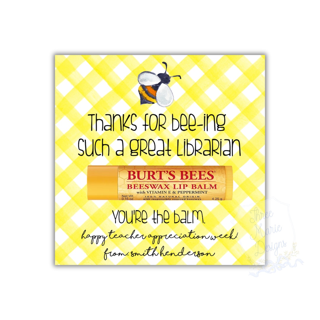 Bee Teacher Appreciation Gift Tag | Librarian Gift | School Counselor ...