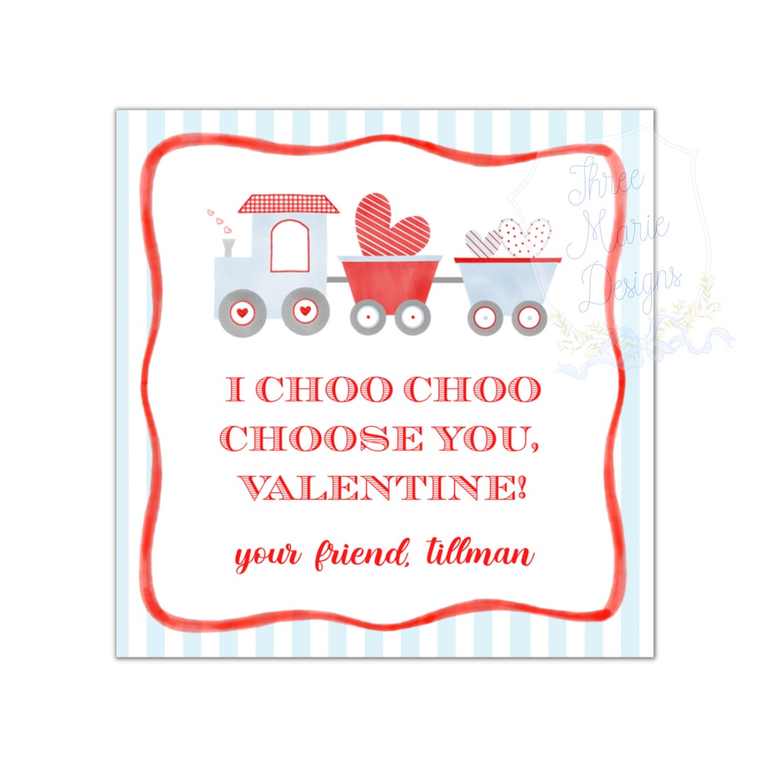 Train Valentine Tag | I Choo Choo Choose You Valentine | Boys Valentine ...
