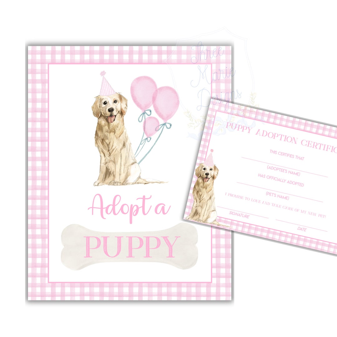 Golden Retriever Puppy Party Adoption Station | Adopt a Puppy Signage ...