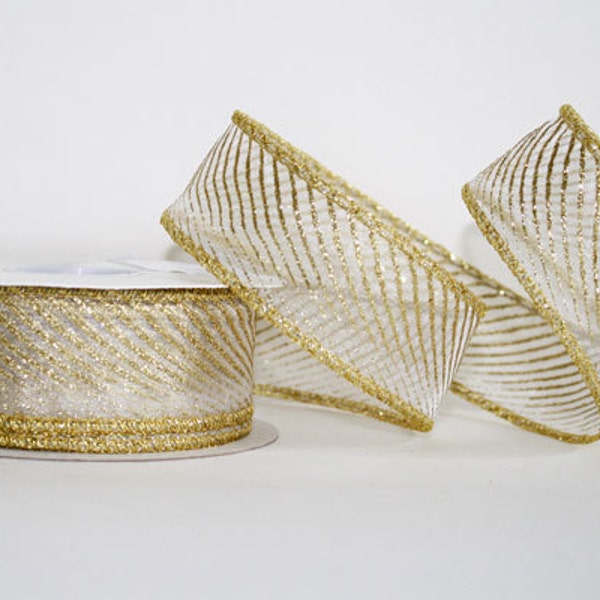 Gold and White Striped Ribbon - Etsy