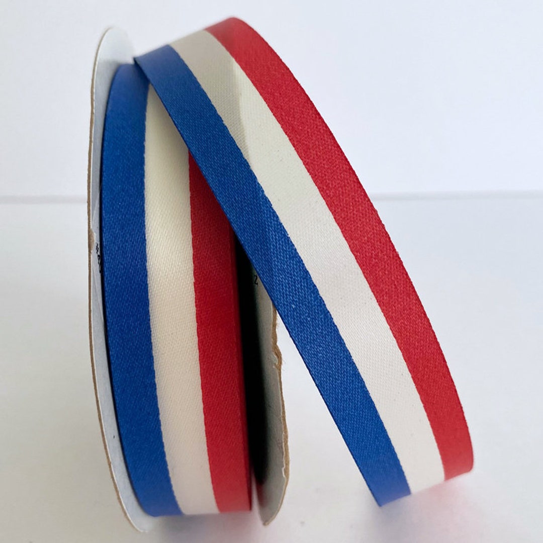 Tri-strip Patriotic Ribbon, 7/8 Inch, Red/white/blue, 50-YDS, Cut Edge ...