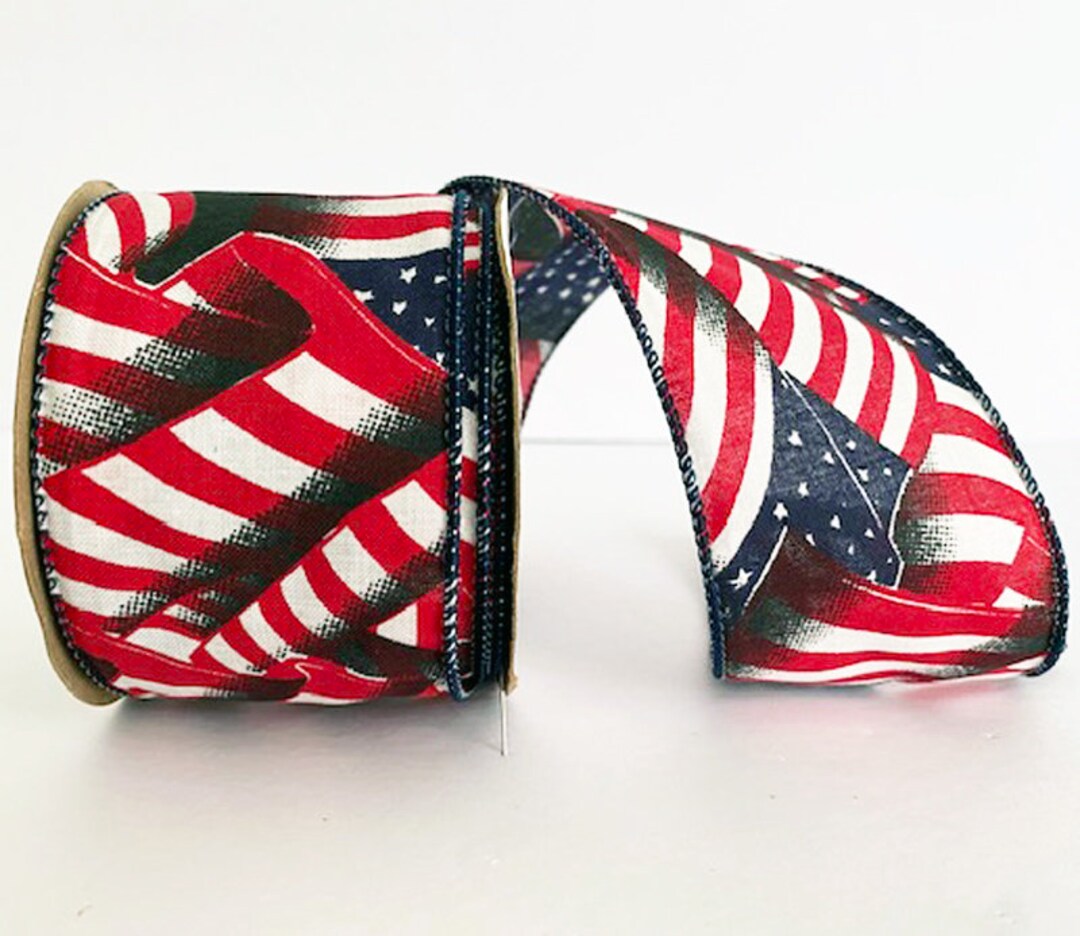 Patriotic Flag Ribbon, 2 1/2 Inch, Red/white/blue, 10-YDS, Wire Edge - Etsy