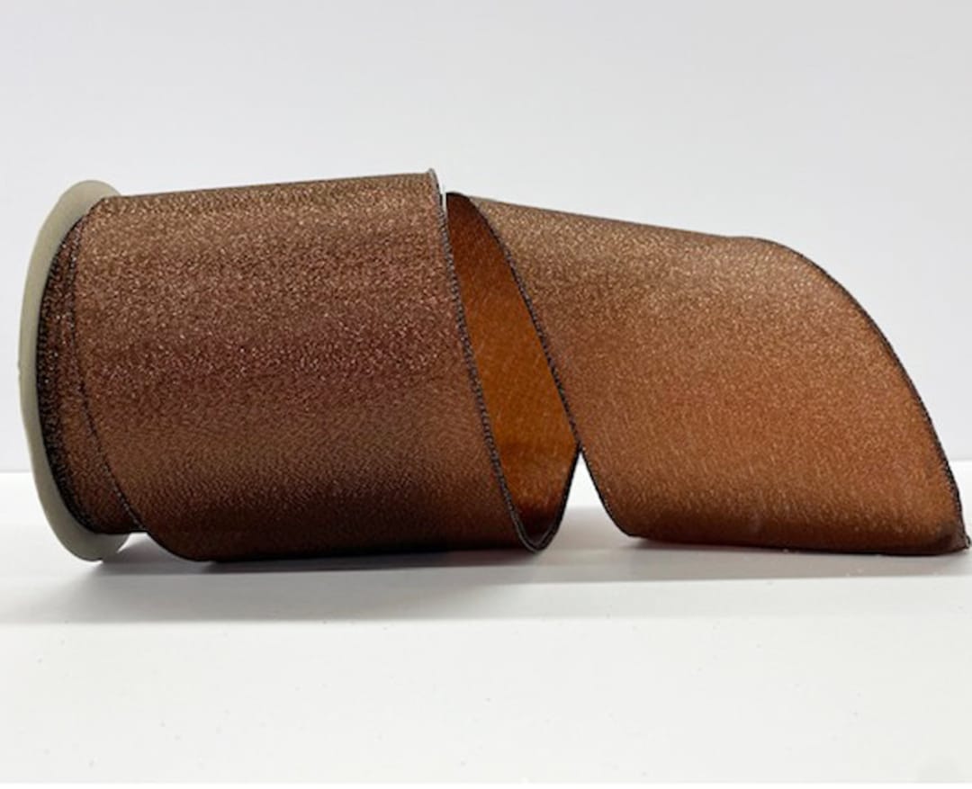 Metallic Ribbon, Brown, 4 Inch, 25-YDS, Wire Edge - Etsy