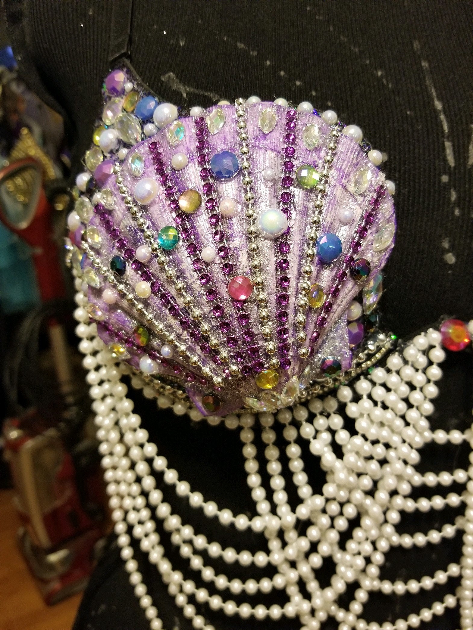 Bedazzled shell mermaid bra