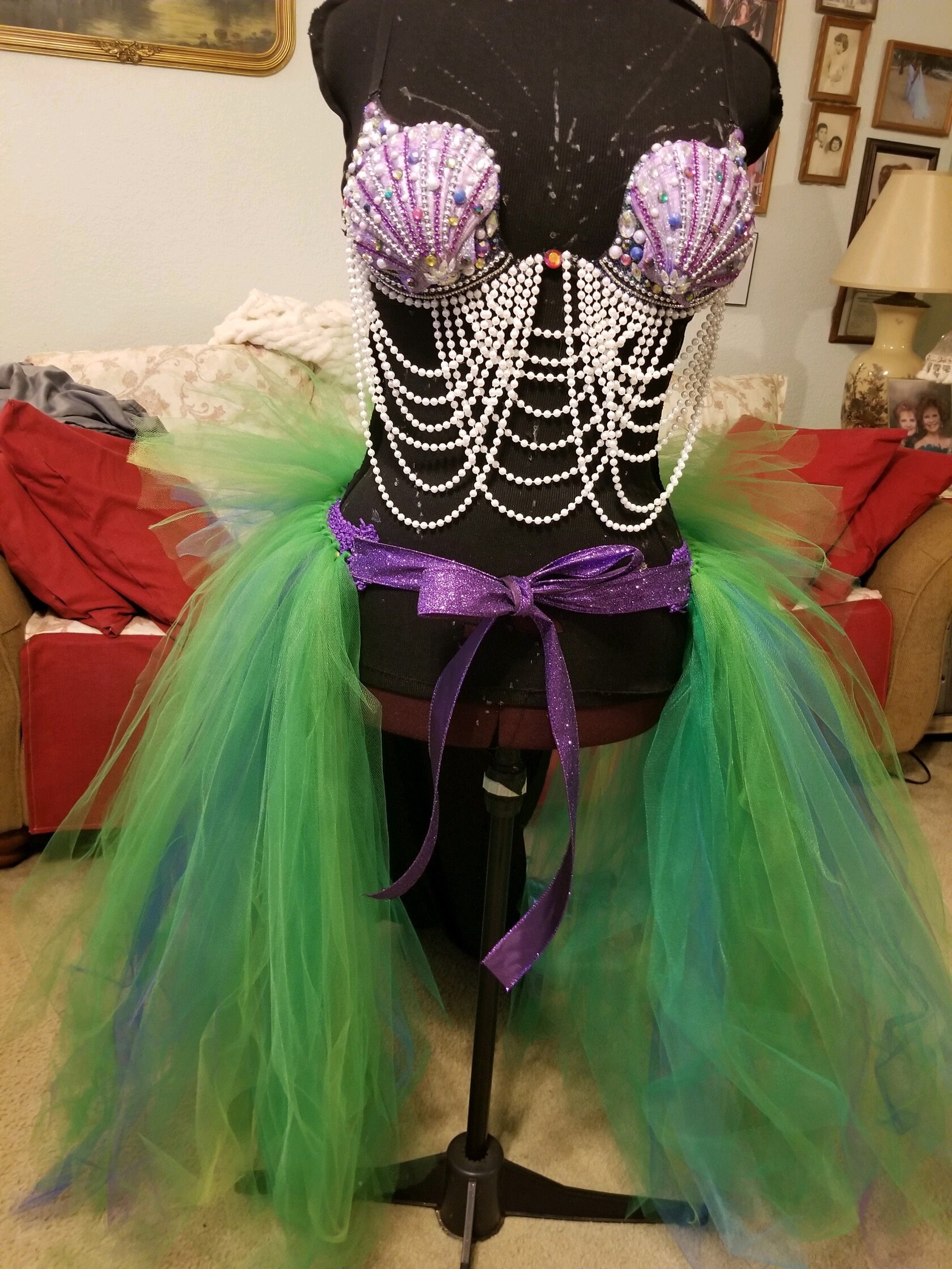 Bedazzled shell mermaid bra