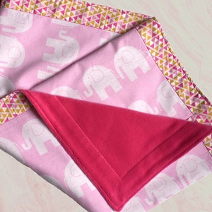 Unique Handmade Baby Girl Pram Rug, White Elephants on Pink, Cosy ...