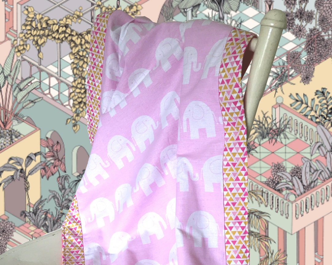 Unique Handmade Baby Girl Pram Rug, White Elephants on Pink, Cosy ...