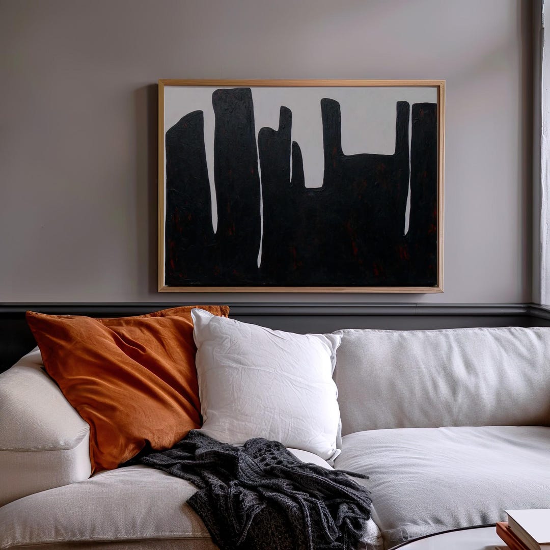 Black Buildings, Abstract Buildings Painting, Abstract Art, Black ...