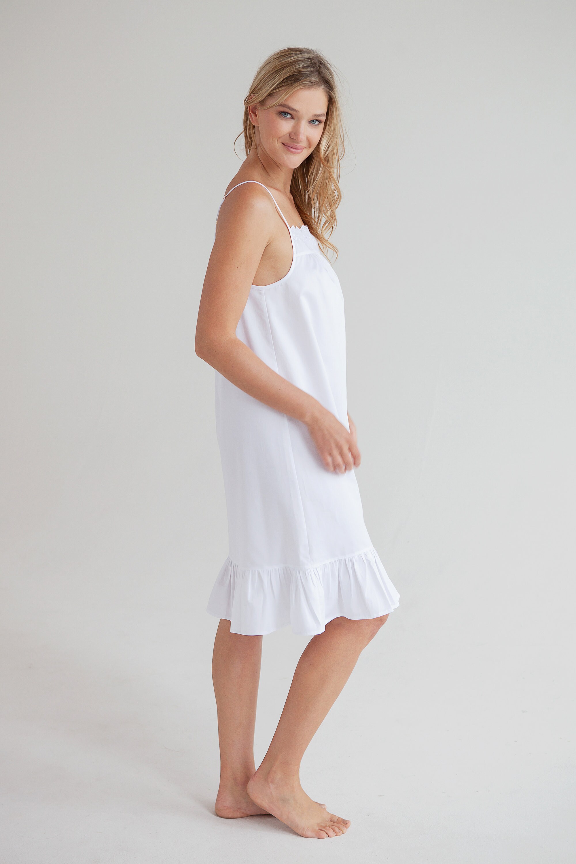 Cotton Satin Nightdres, Women's Cotton Nightwear, Cotton Satin Slip ...