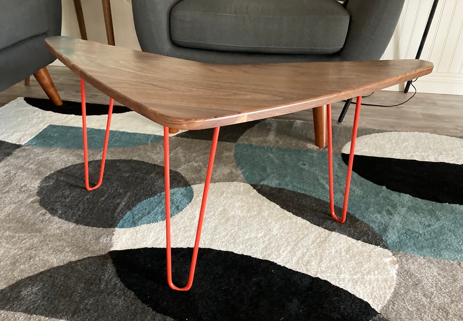 Mid Century Modern Table ~ Boomerang Coffee Table ~ Solid Walnut W ...