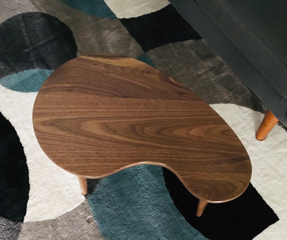 Mid Century Modern Side Table Kidney Bean Side Table Solid | Etsy