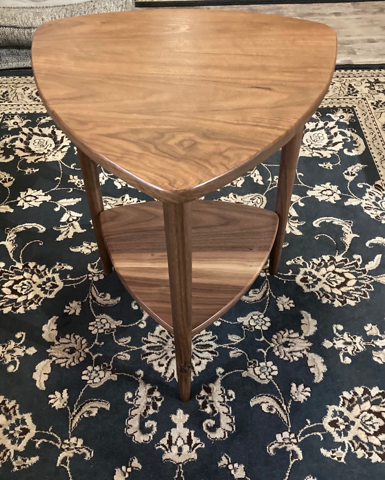 Mid Century Modern Guitar Pick Side Table Solid Walnut - Etsy