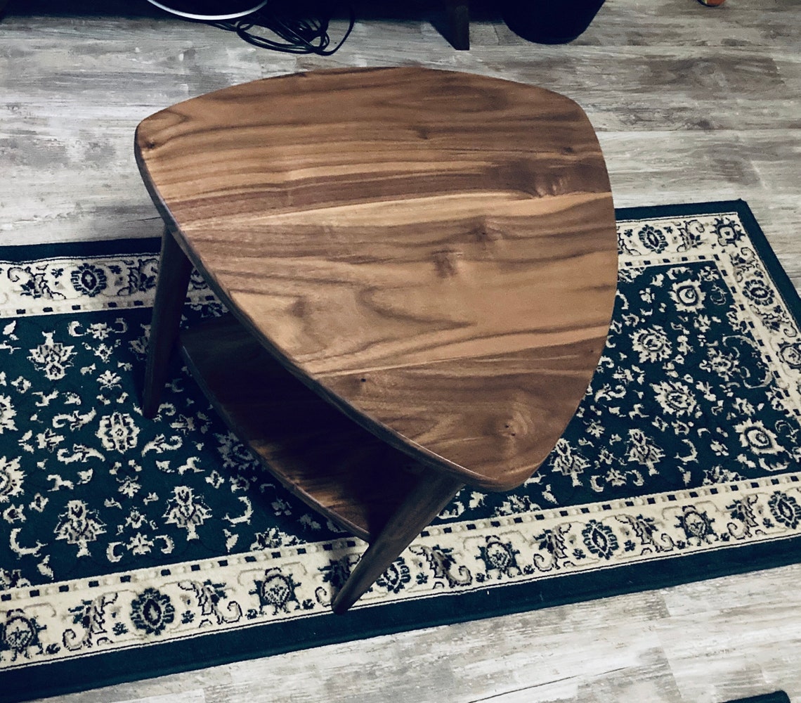 Mid Century Modern Guitar Pick Side Table Solid Walnut - Etsy