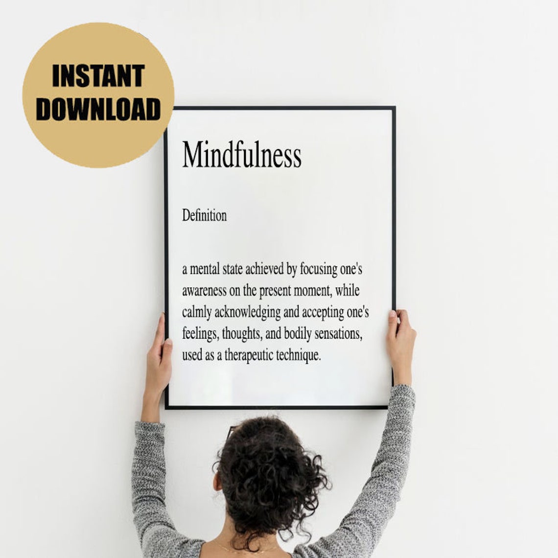 Mindfulness Definition, Mindfulness Print, Digital Print, Home Decor ...