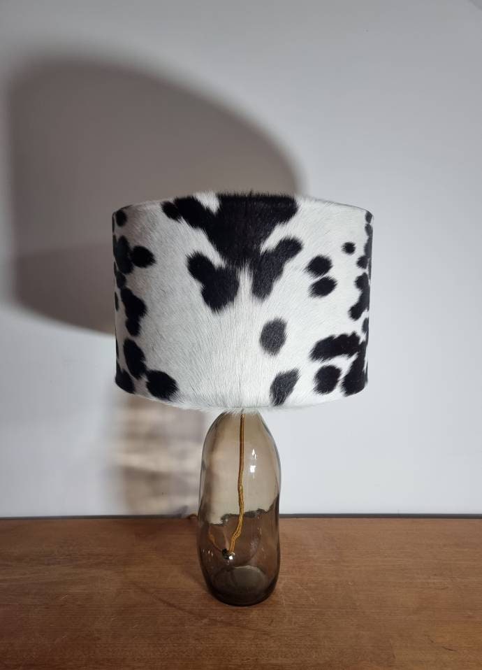 40cm Natural Fluffy Cowhide Lampshade Farmhouse Decor Ceiling Pendant ...