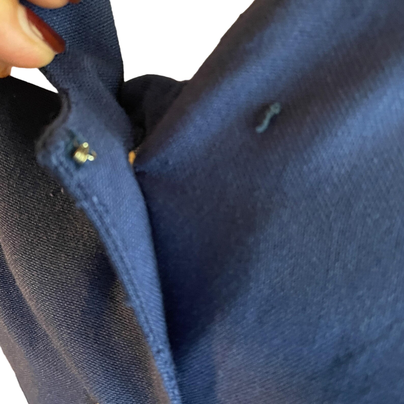 Volup 1940s -50s Vintage Cotton Linen Dark Blue Dress With White ...