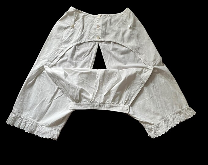 Bloomers White Cotton With Volant and Embroidered Trim With Buttoned ...